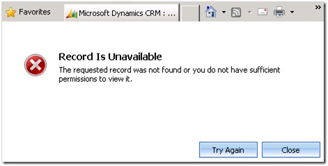 Record is Unavailable Error After Upgrading CRM - Techyv.com